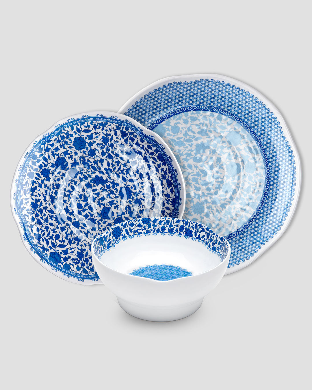 Heritage Blue Melamine 12pc Dinnerware Set – Q Home