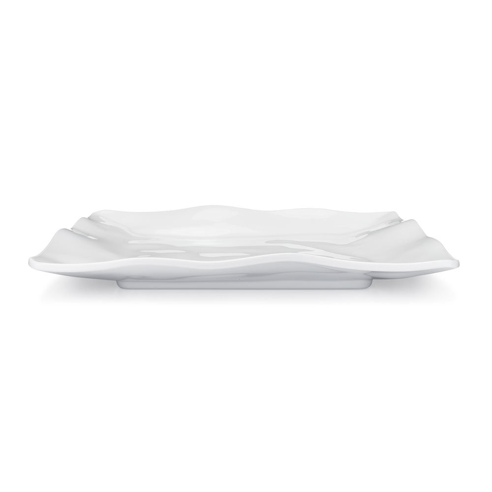 Ruffle White Melamine Square Dinner Plate | Q Home