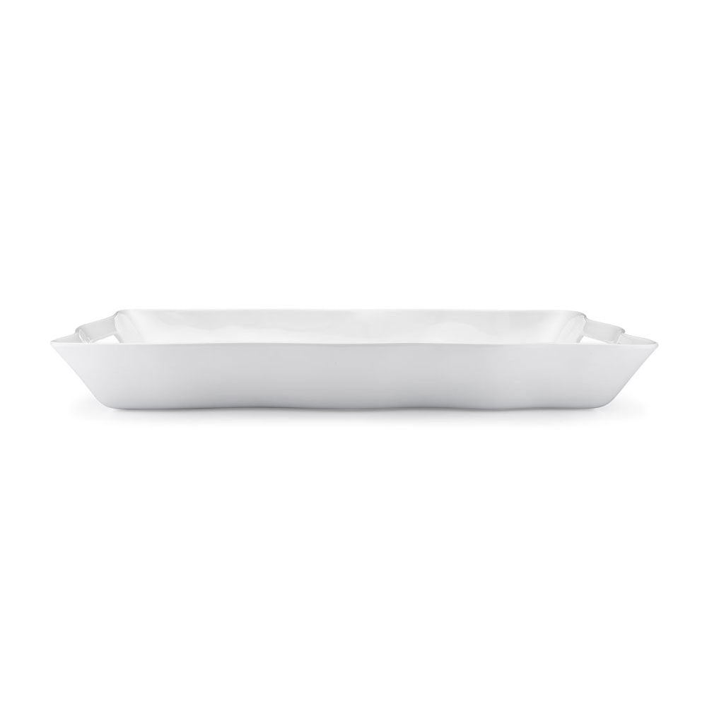 Ruffle White Melamine Small Rectangle Tray | Q Home