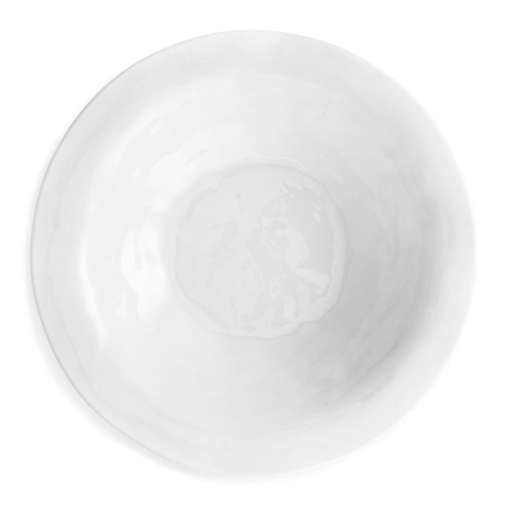 Ruffle White Melamine Round Shallow Serving Bowl | Q Home