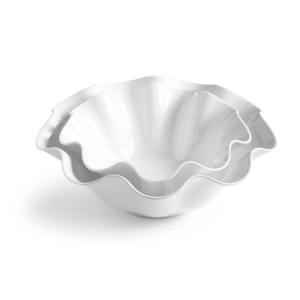 Large White Clam Melamine Serving Platter | Q Home