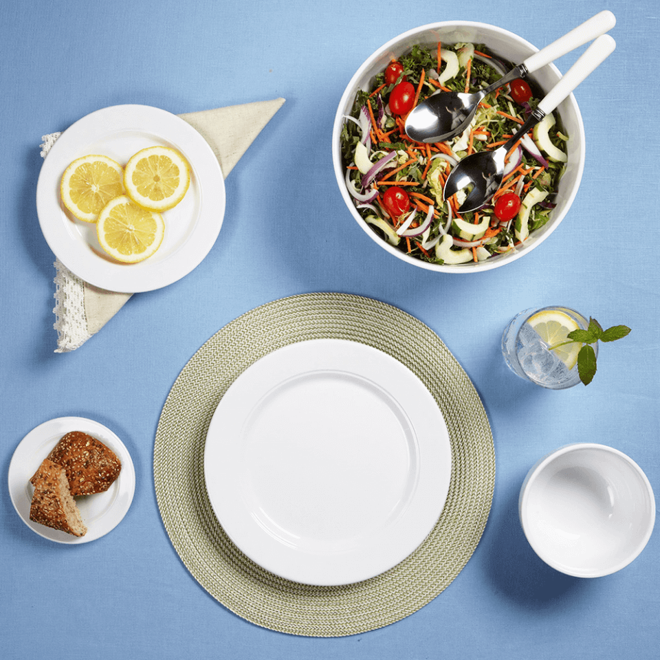 Diamond White Melamine Round 12pc Dinnerware Set | Q Home